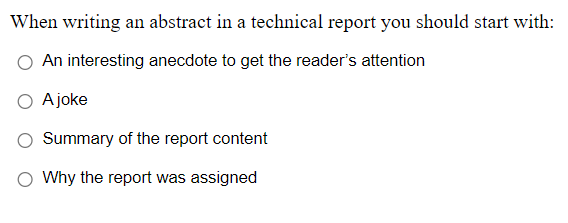 Solved When writing an abstract in a technical report you | Chegg.com