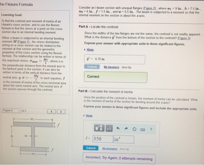 Solved he Flexure Formula Consider an I-beam section with | Chegg.com