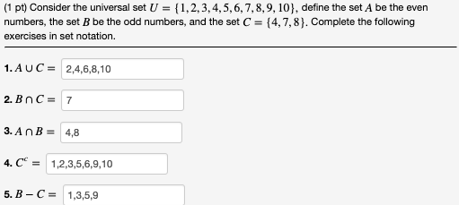 Solved Consider the universal set U={1,2,3,4,5,6,7,8,9,10}, | Chegg.com