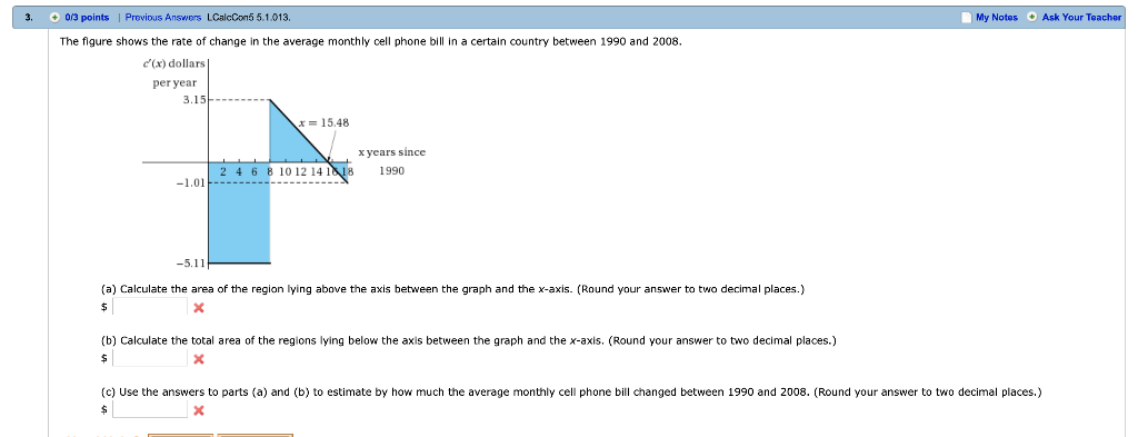 Solved 3. 0/3 points | Previous Answers LCalcCon5 5.1.013 My | Chegg.com