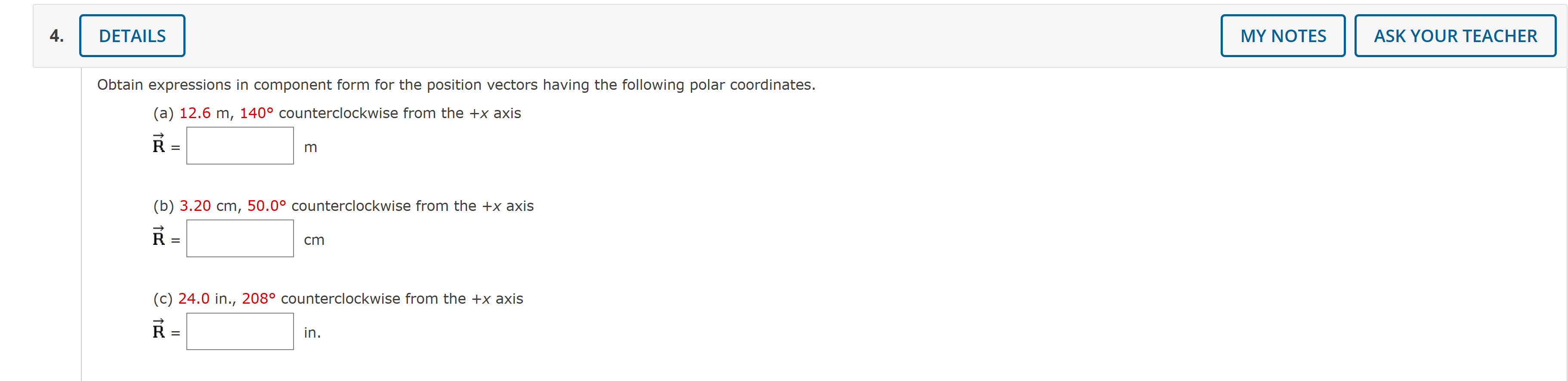 Solved Obtain expressions in component form for the position | Chegg.com