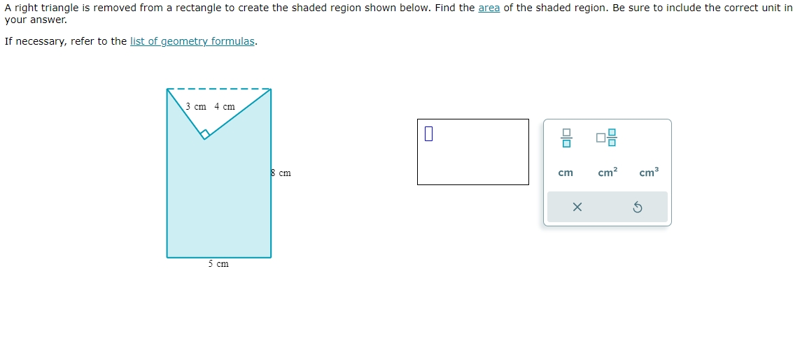 Solved A right triangle is removed from a rectangle to | Chegg.com
