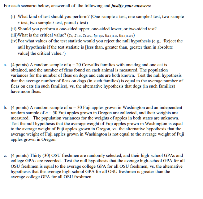 Solved For each scenario below, answer all of the following | Chegg.com