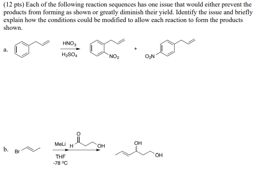 Solved (12 pts) Each of the following reaction sequences has | Chegg.com