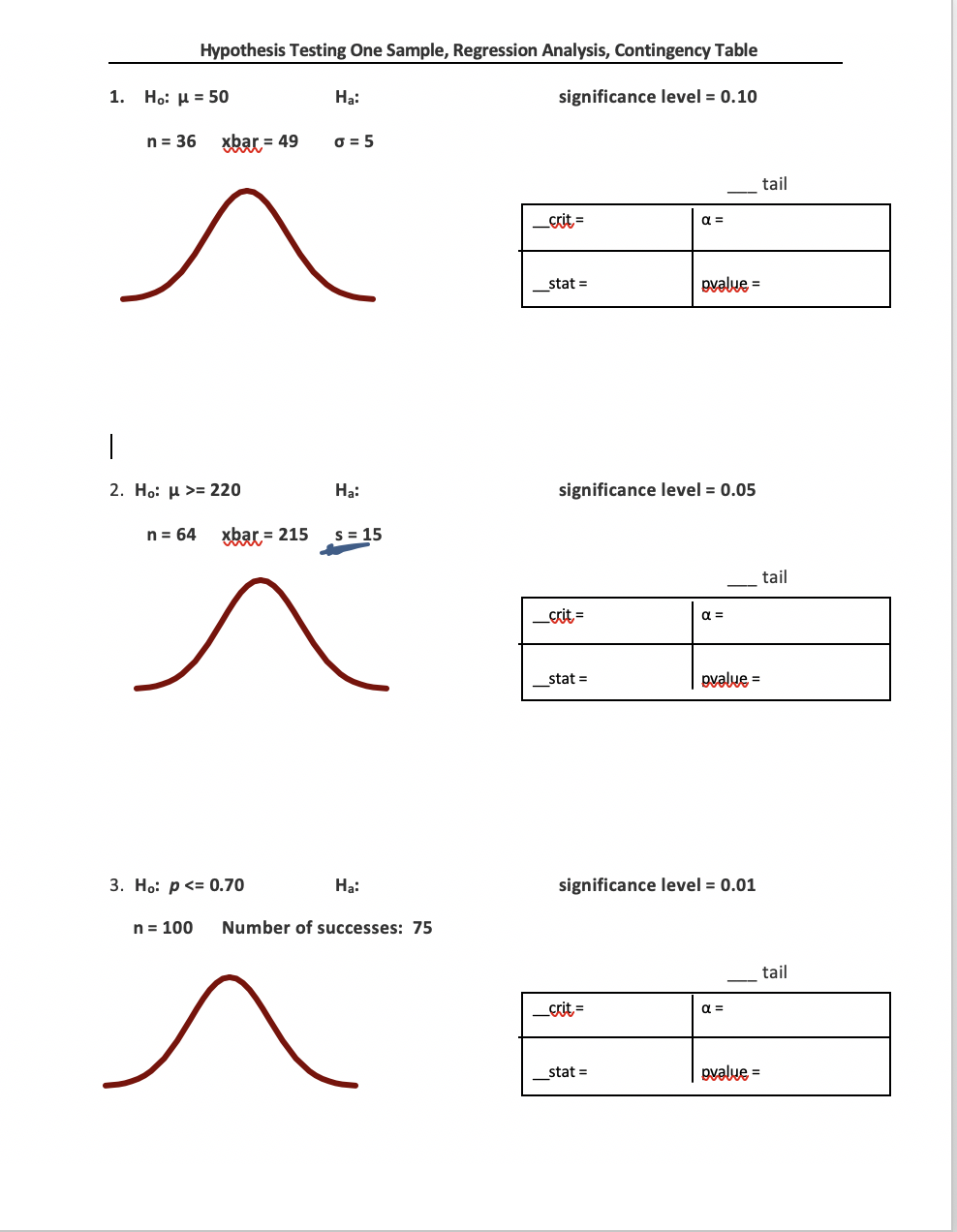 Solved Hypothesis Testing One Sample, Regression Analysis, | Chegg.com