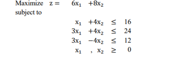 Solved z=6x1+8x2x1+4x23x1+4x23x1−4x2x1,x2≤16≤24≤12≥0 | Chegg.com
