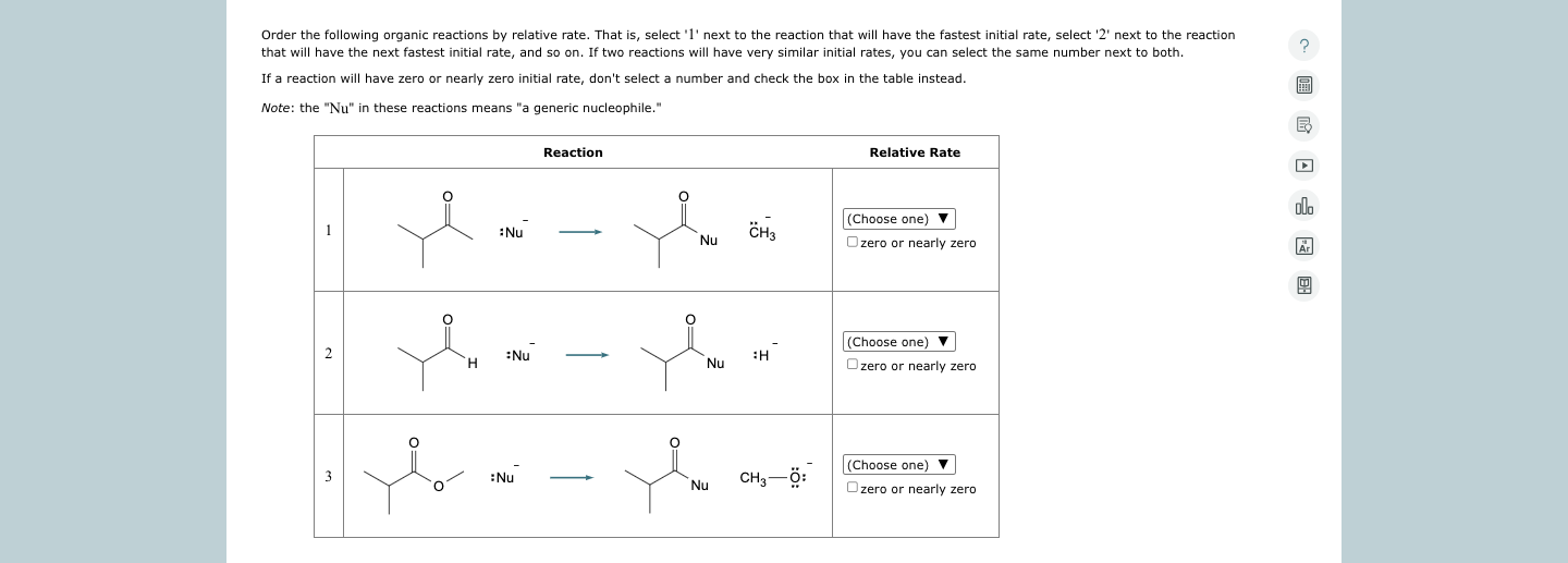 Solved Order the following organic reactions by relative | Chegg.com