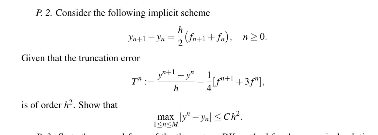 Solved P. 2. Consider the following implicit scheme | Chegg.com