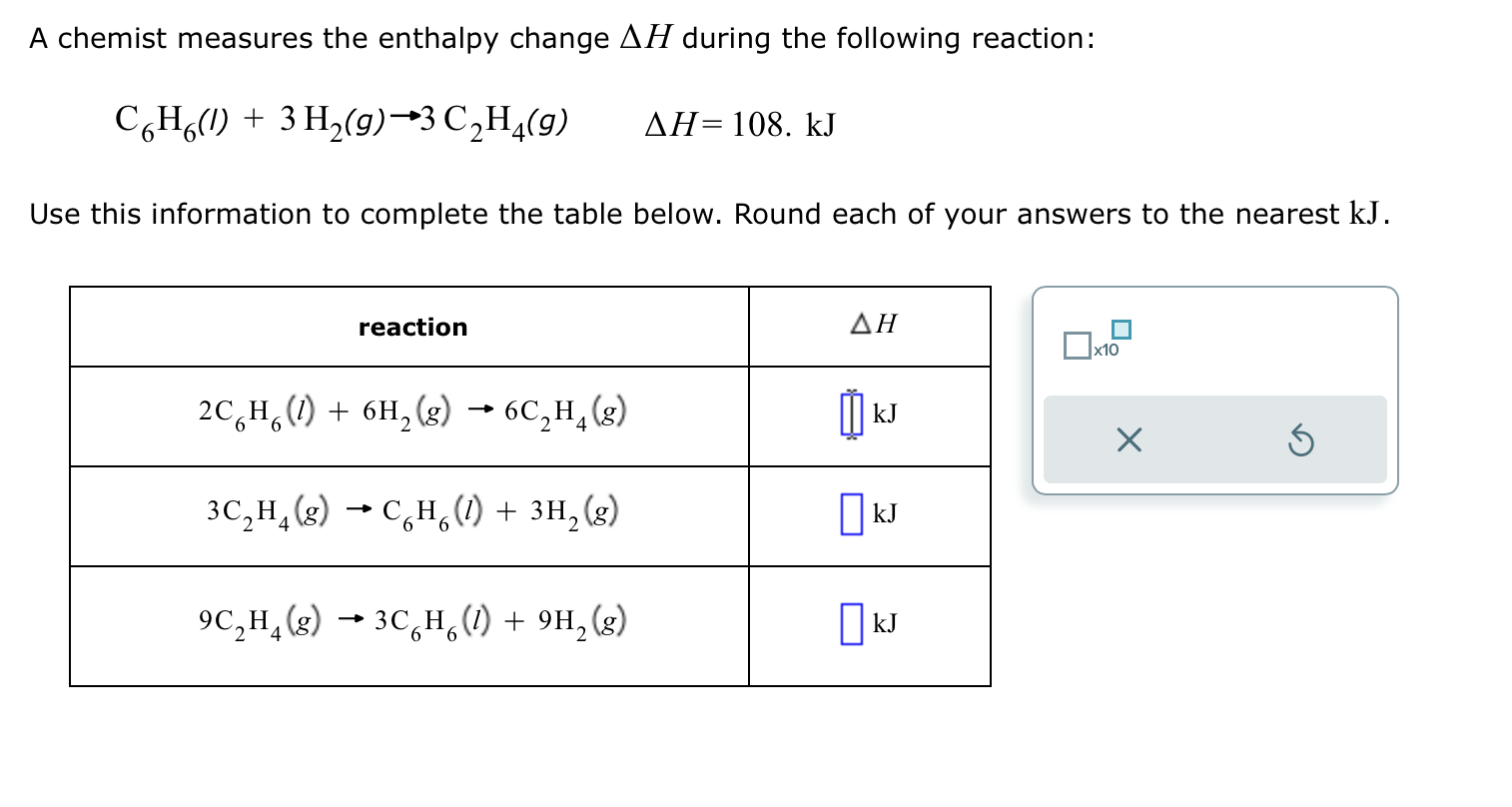 Solved A chemist measures the enthalpy change ΔH ﻿during the | Chegg.com