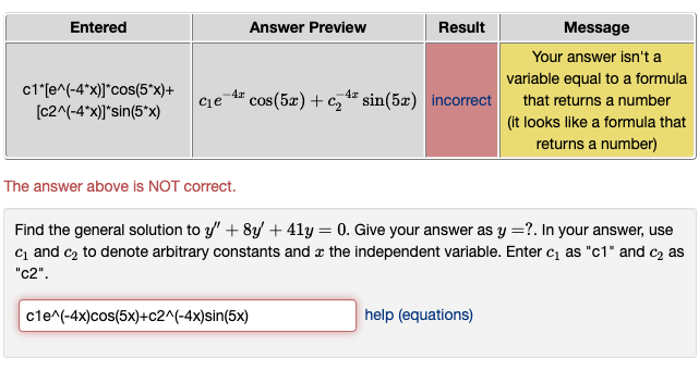 Solved The answer above is NOT correct. Find the general | Chegg.com
