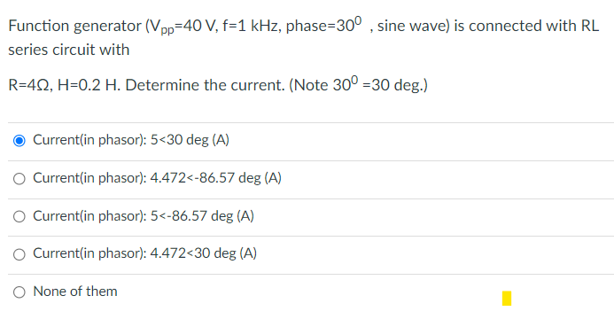 Solved Function generator (Vpp=40 V,f=1kHz, phase =30∘, sine | Chegg.com