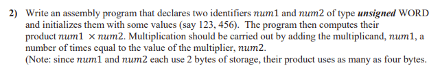 2) Write an assembly program that declares two | Chegg.com
