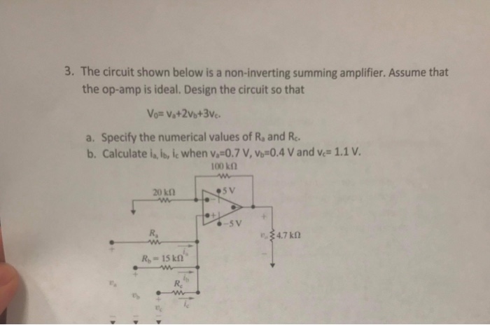 Solved 3. The circuit shown below is a non-inverting summing | Chegg.com