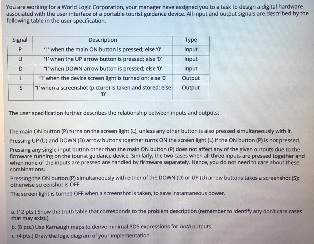 Solved You are working for a World Logic Corporation, your | Chegg.com