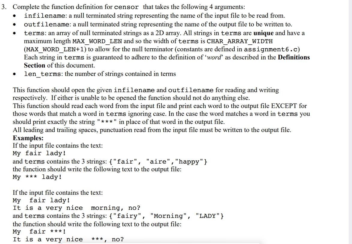 Solved . . . 3. Complete the function definition for censor | Chegg.com