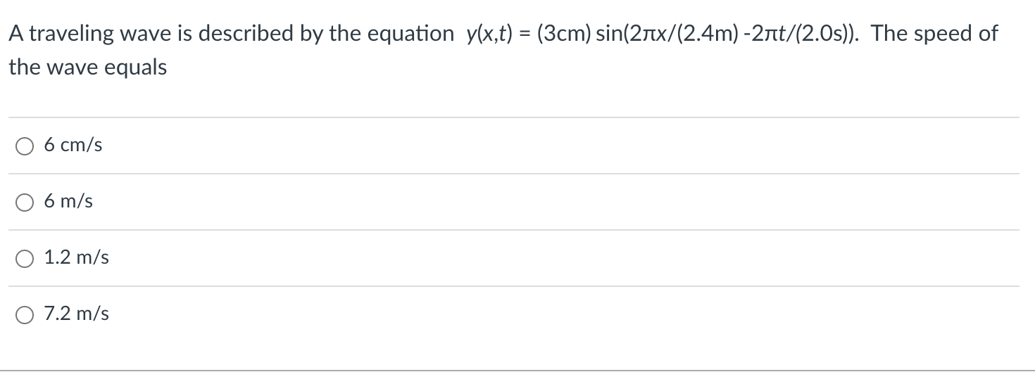 Solved A traveling wave is described by the equation | Chegg.com