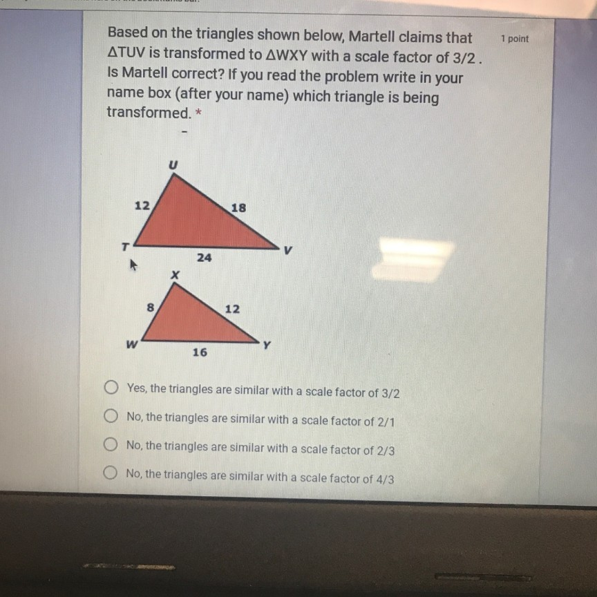 Solved Based on the triangles shown below, Martell claims | Chegg.com