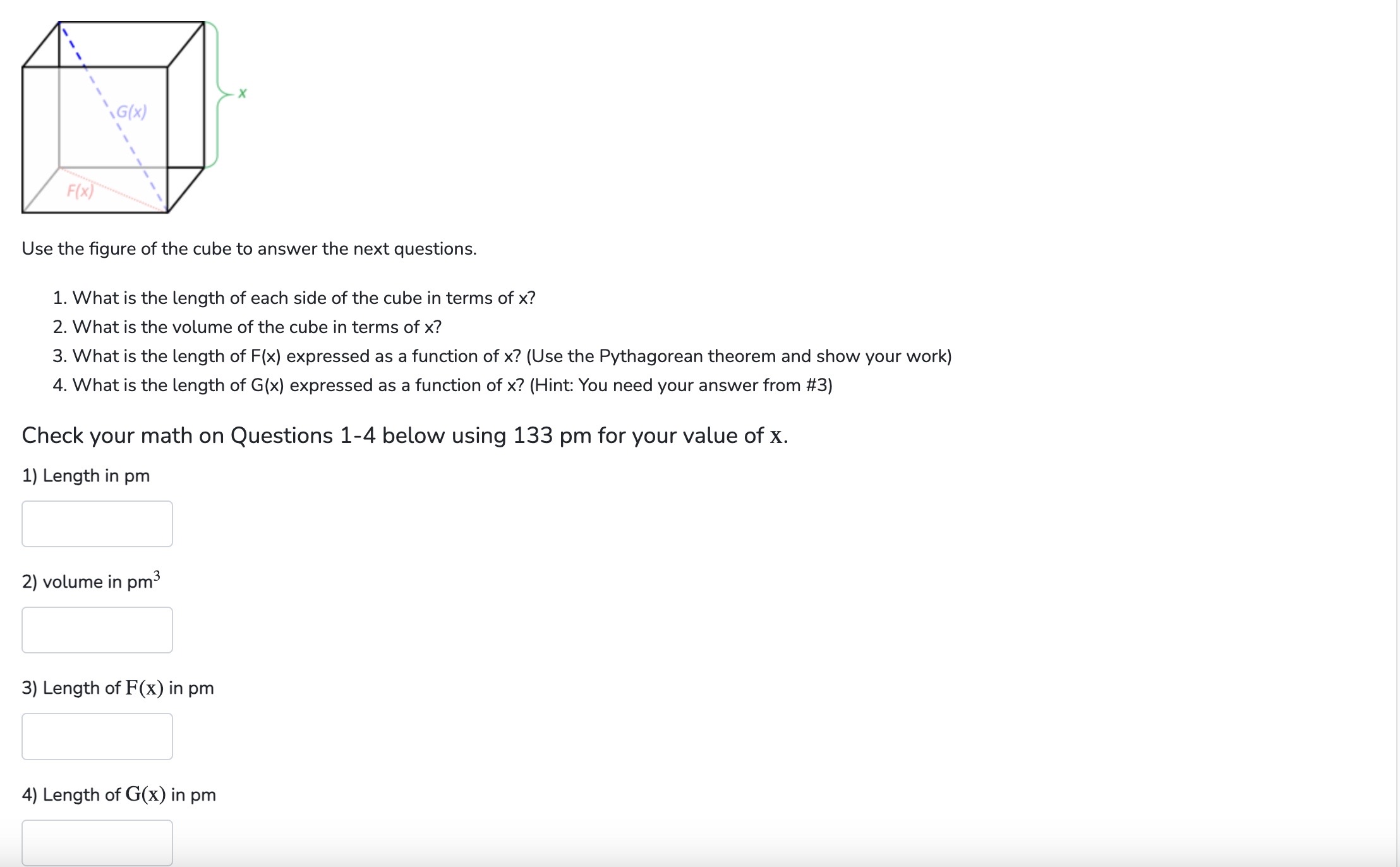 Solved Use the figure of the cube to answer the next | Chegg.com