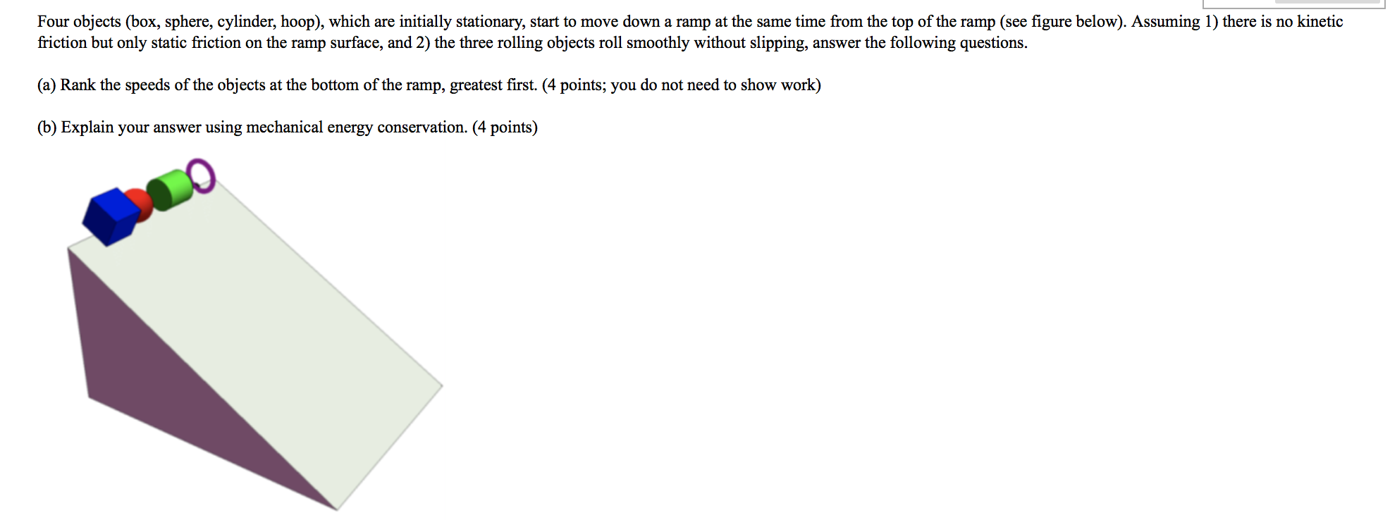 Solved Four objects (box, sphere, cylinder, hoop), which are | Chegg.com
