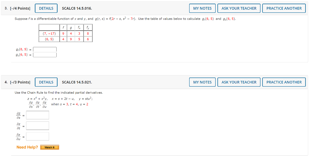 Solved 3. [-14 Points] DETAILS SCALC8 14.5.016. MY NOTES ASK | Chegg.com