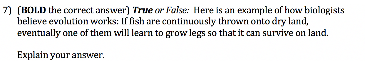 Solved 7) (BOLD the correct answer) True or False: Here is | Chegg.com