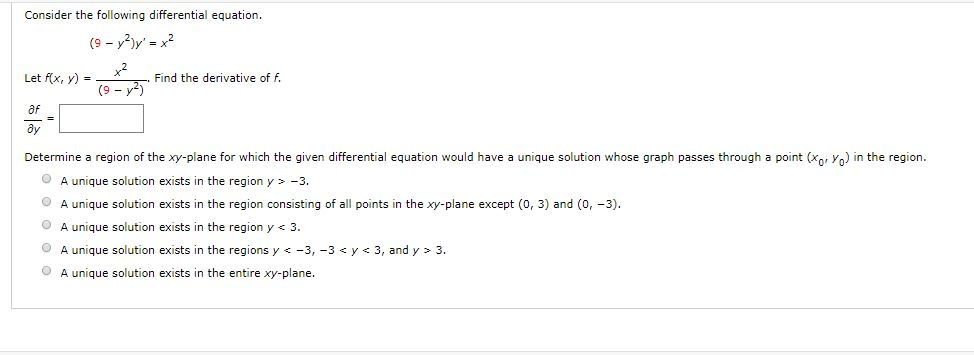 Solved Consider the following differential equation. (9 - | Chegg.com Solved Consider the following differential equation. (9 - | Chegg.com