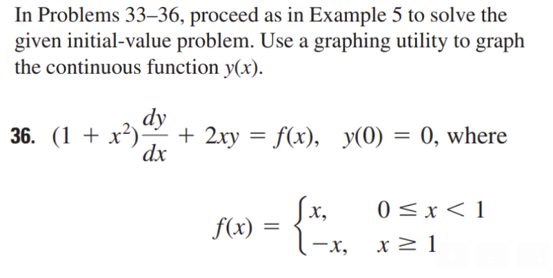 Solved In Problems 33-36, proceed as in Example 5 to solve | Chegg.com