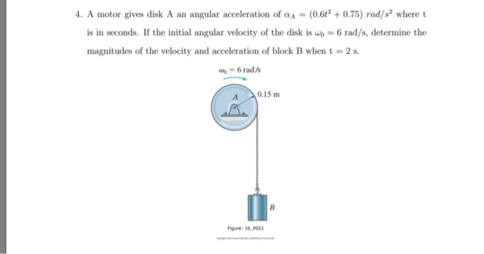 Solved 4. A motor gives disk A an angular acceleration of | Chegg.com