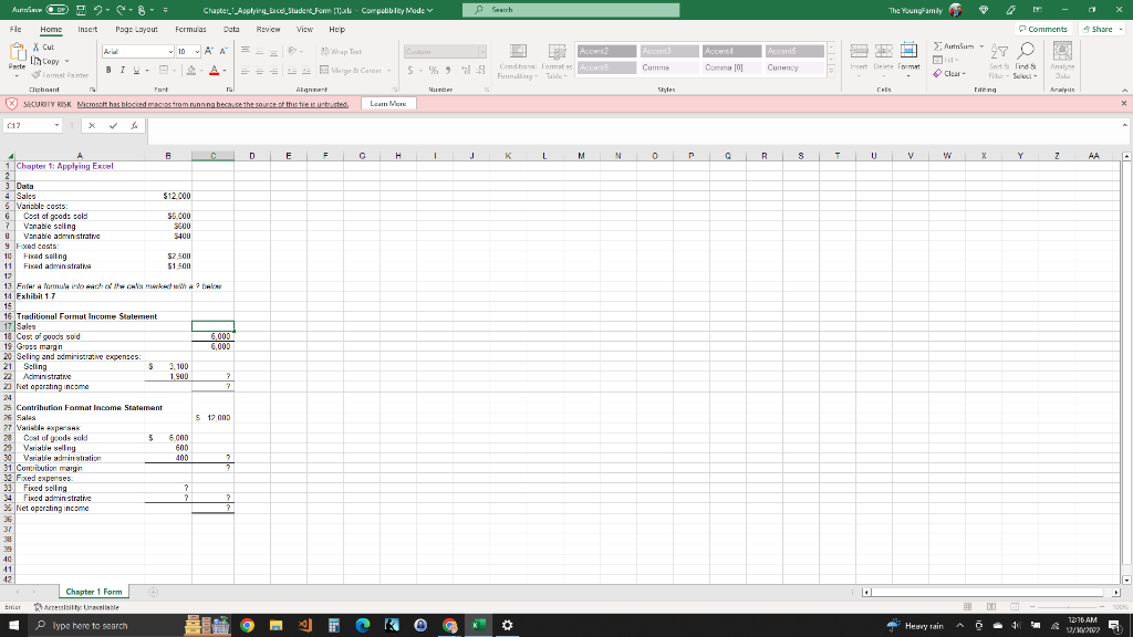 Solved Download the Applying Excel form and enter formulas | Chegg.com