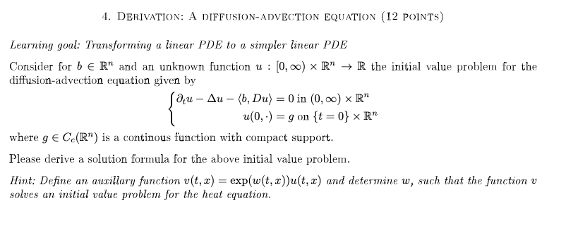 Solved 4. DERIVATION: A DIFFUSION-ADVECTION EQUATION (12 | Chegg.com