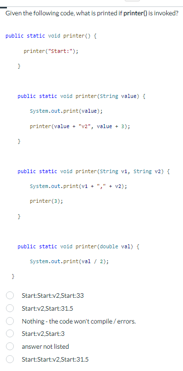 Solved Given the following code, what is printed it | Chegg.com