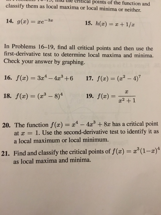 Solved classify them as local maxima or local minima or | Chegg.com