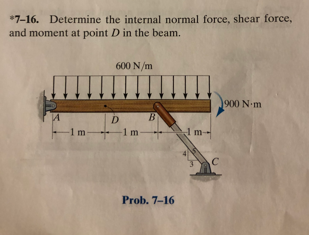Solved *7-16. Determine the internal normal force, shear | Chegg.com Solved *7-16. Determine the internal normal force, shear | Chegg.com