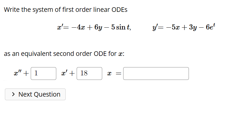 Solved Write the system of ﻿first order linear | Chegg.com