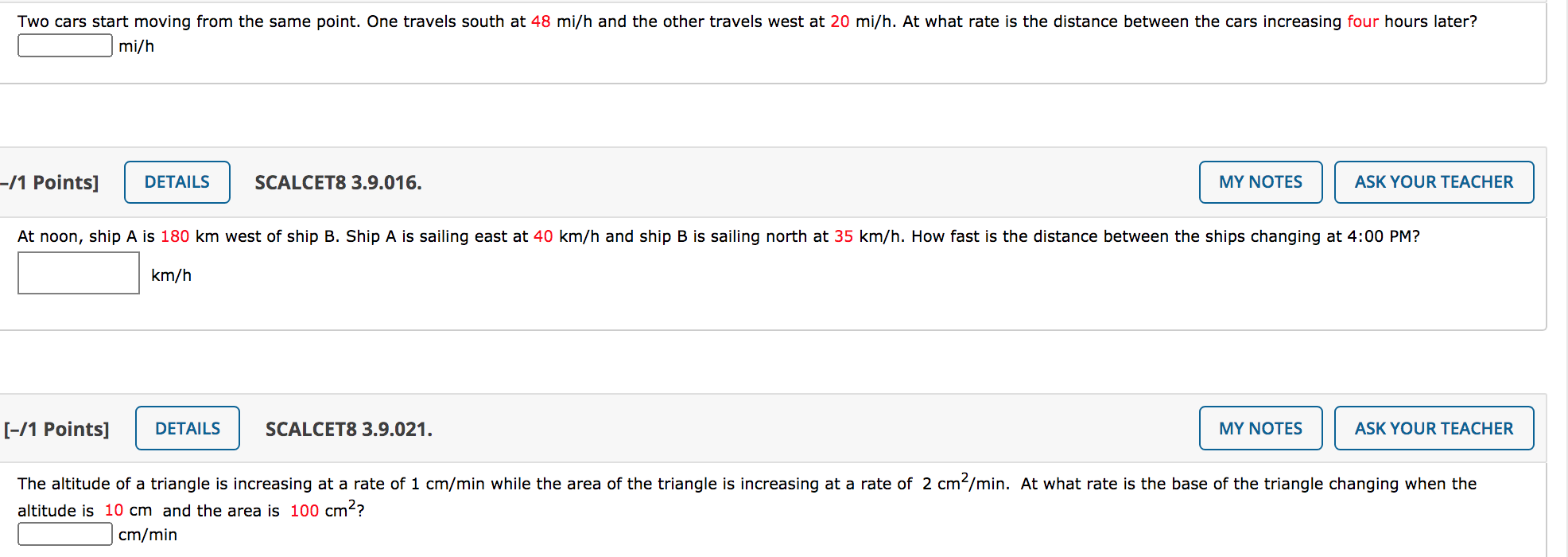 Solved Two cars start moving from the same point. One | Chegg.com