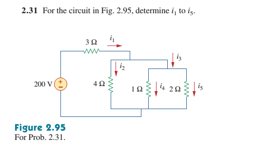 Solved 2.31 For the circuit in Fig. 2.95, determine i1 to | Chegg.com