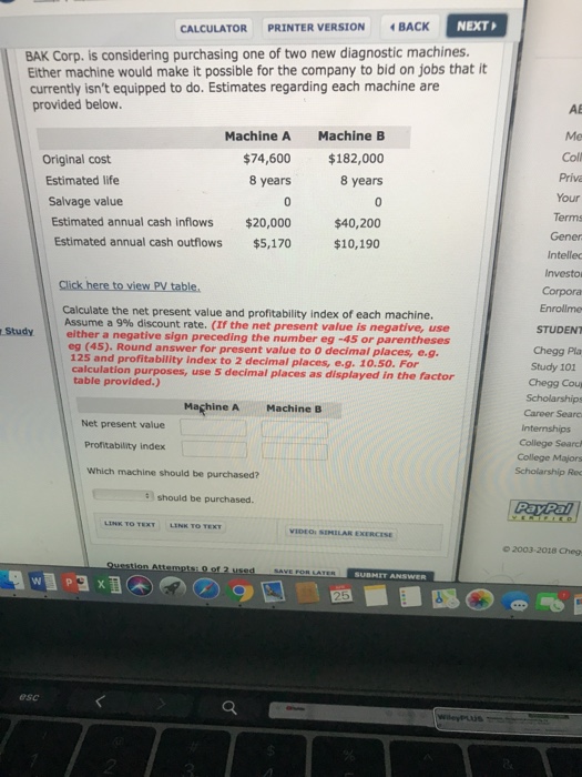 Solved CALCULATOR PRINTER VERSION BACK NEXT Iggy Company is | Chegg.com