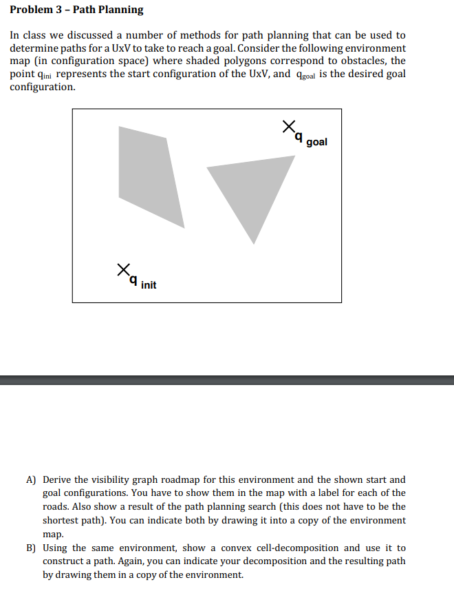 Problem 3 - Path Planning In class we discussed a | Chegg.com