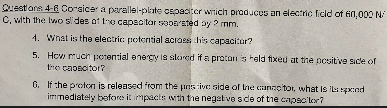 Solved Questions 4-6 Consider a parallel-plate capacitor | Chegg.com
