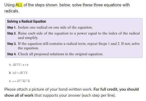 Solved Using ALL of the steps shown below, solve these three | Chegg.com