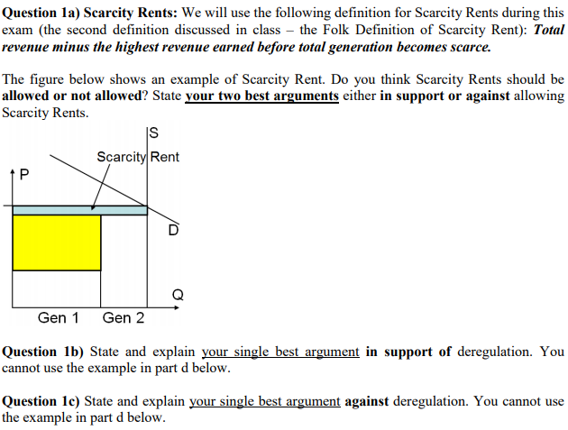 Question 1a) Scarcity Rents: We will use the | Chegg.com