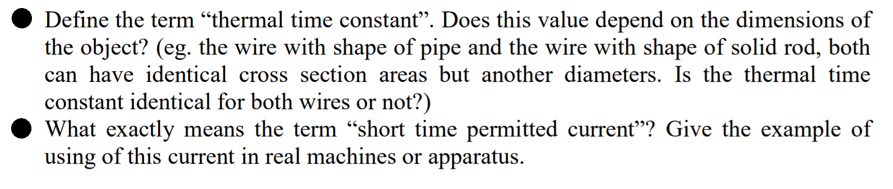 Solved Define the term “thermal time constant”. Does this | Chegg.com