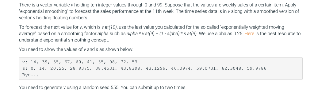 Solved There is a vector variable v holding ten integer | Chegg.com