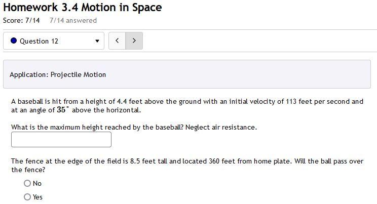 Solved Application: Projectile Motion A baseball is hit from | Chegg.com