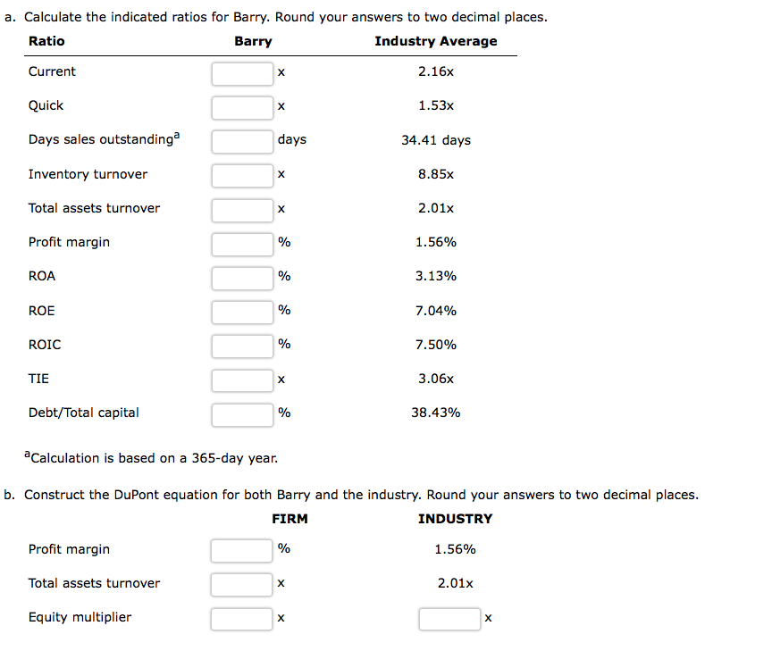 Solved Data for Barry Computer Co. and its industry averages | Chegg.com