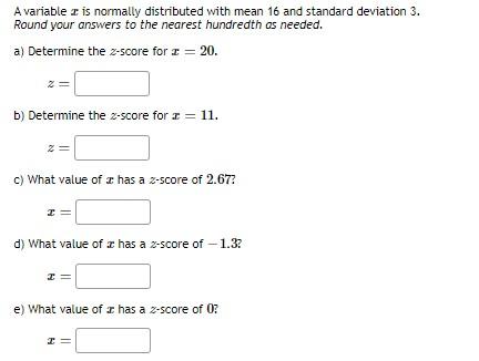 Solved A variable x is normally distributed with mean 16 and | Chegg.com