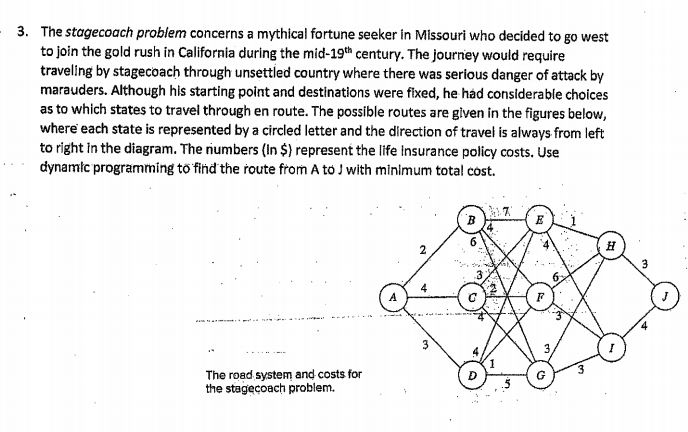 Solved 3. The stagecoach problem concerns a mythical fortune | Chegg.com