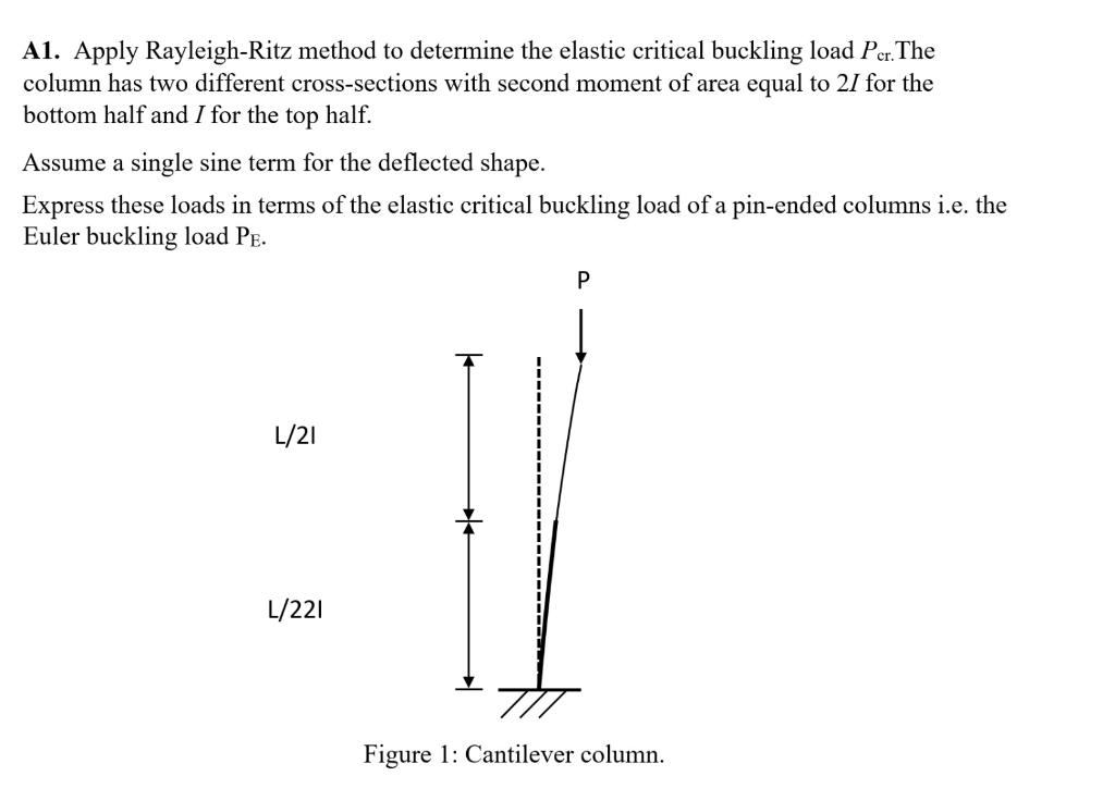 Solved Al. Apply Rayleigh-Ritz method to determine the | Chegg.com