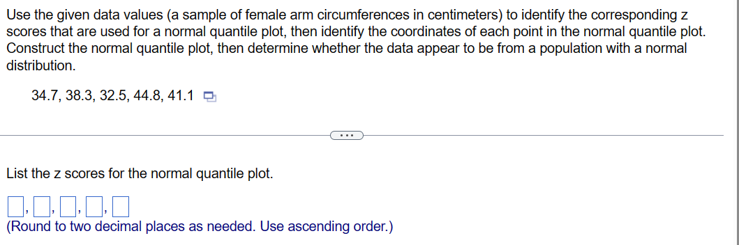 Solved Use the given data values (a sample of female arm | Chegg.com
