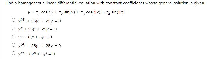 Solved Find a homogeneous linear differential equation with | Chegg.com